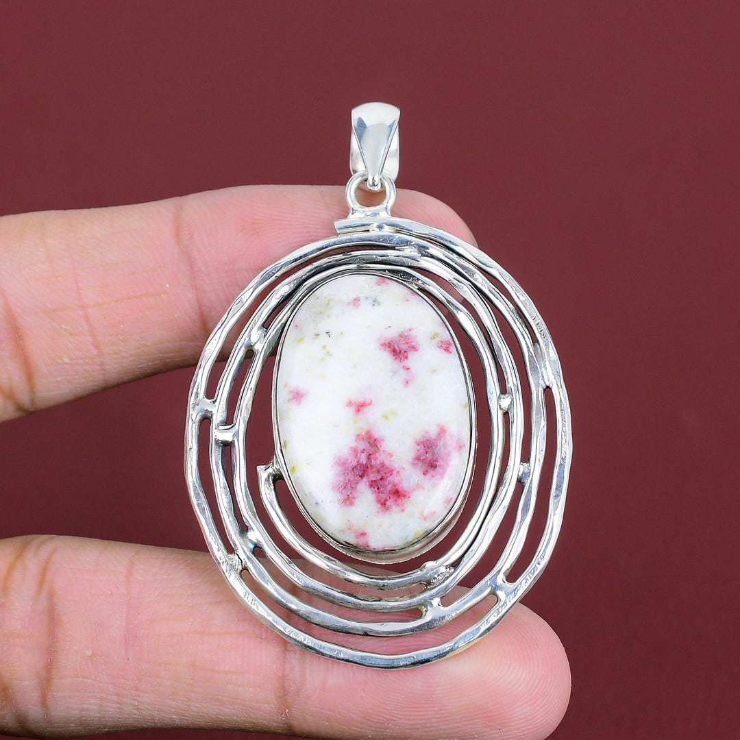 Cinnabar Pendant Natural Gemstone Pendant 925 Sterling Silver Pendant ...