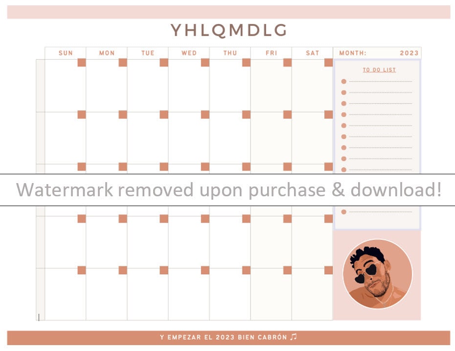 2023 Calendar Bad Bunny Printable - Etsy