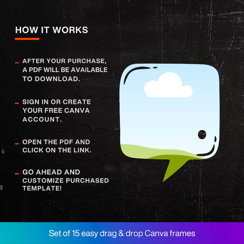 Editable Canva Frame Template Bundle, Grunge Brush Stroke Canva Frame ...