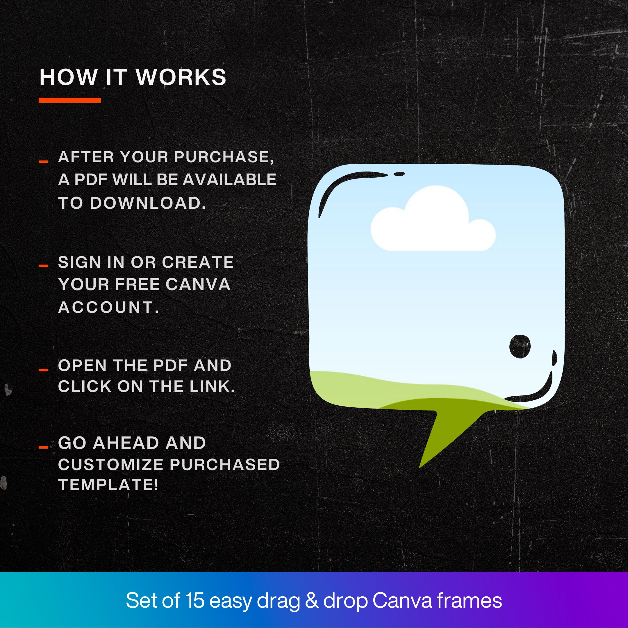 Editable Canva Frame Template Bundle, Grunge Brush Stroke Canva Frame, Custom Canva Frame ...