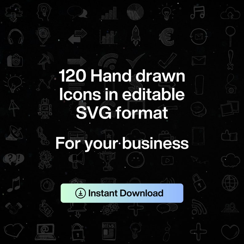 Business Clipart Icons, Hand Drawn Business Icon Pack, Editable SVG ...