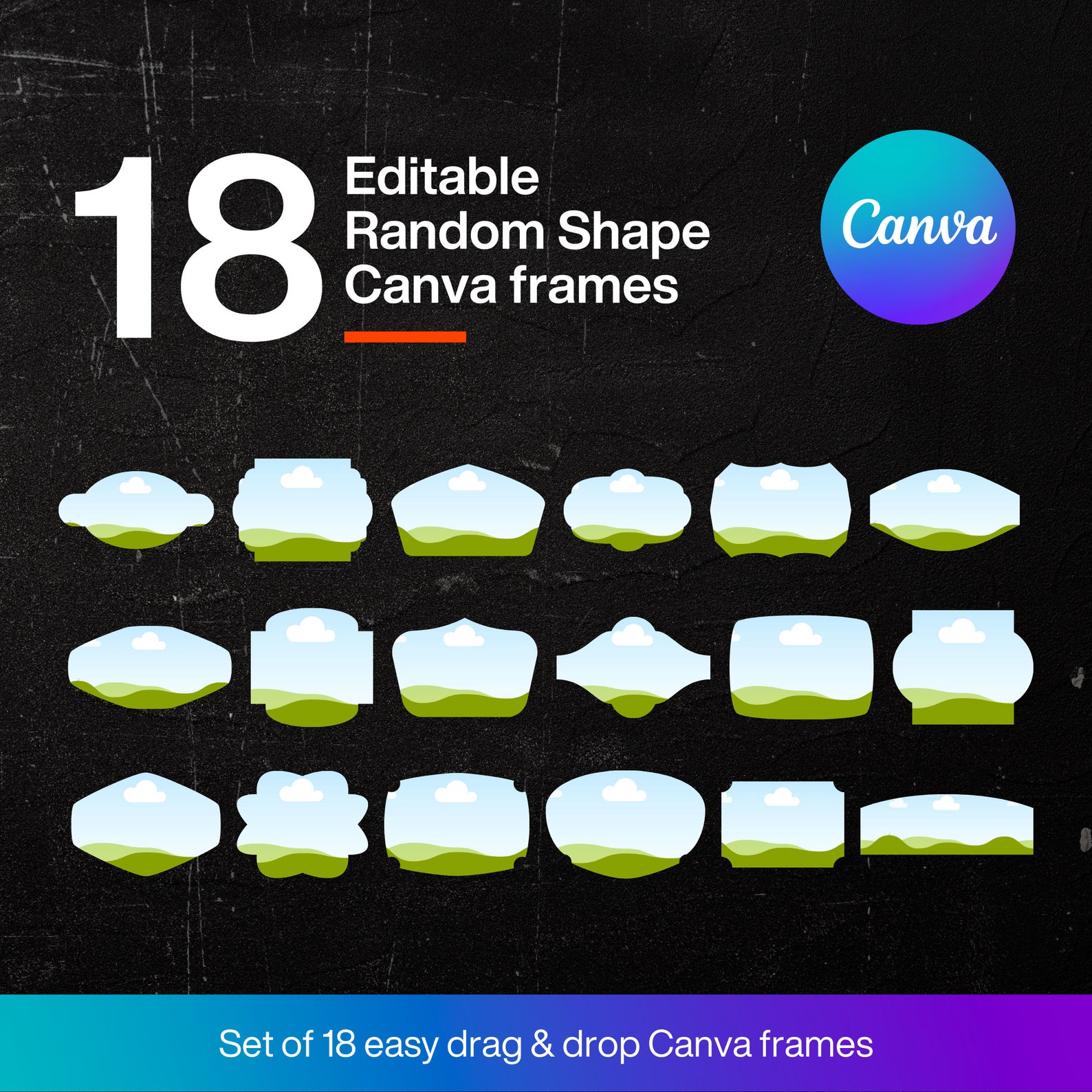 Editable Canva Frame Template Bundle, Random Royal Shape Canva Frame ...