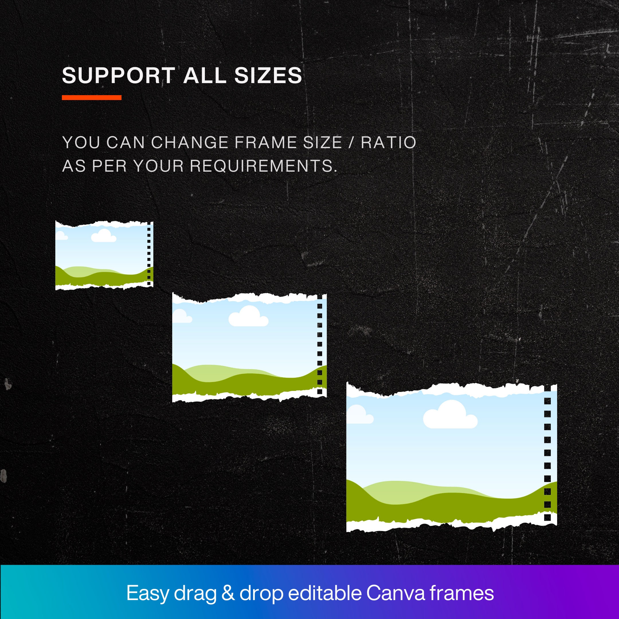 Editable Canva Frame Template Bundle, Torn Paper Border Canva Frame ...
