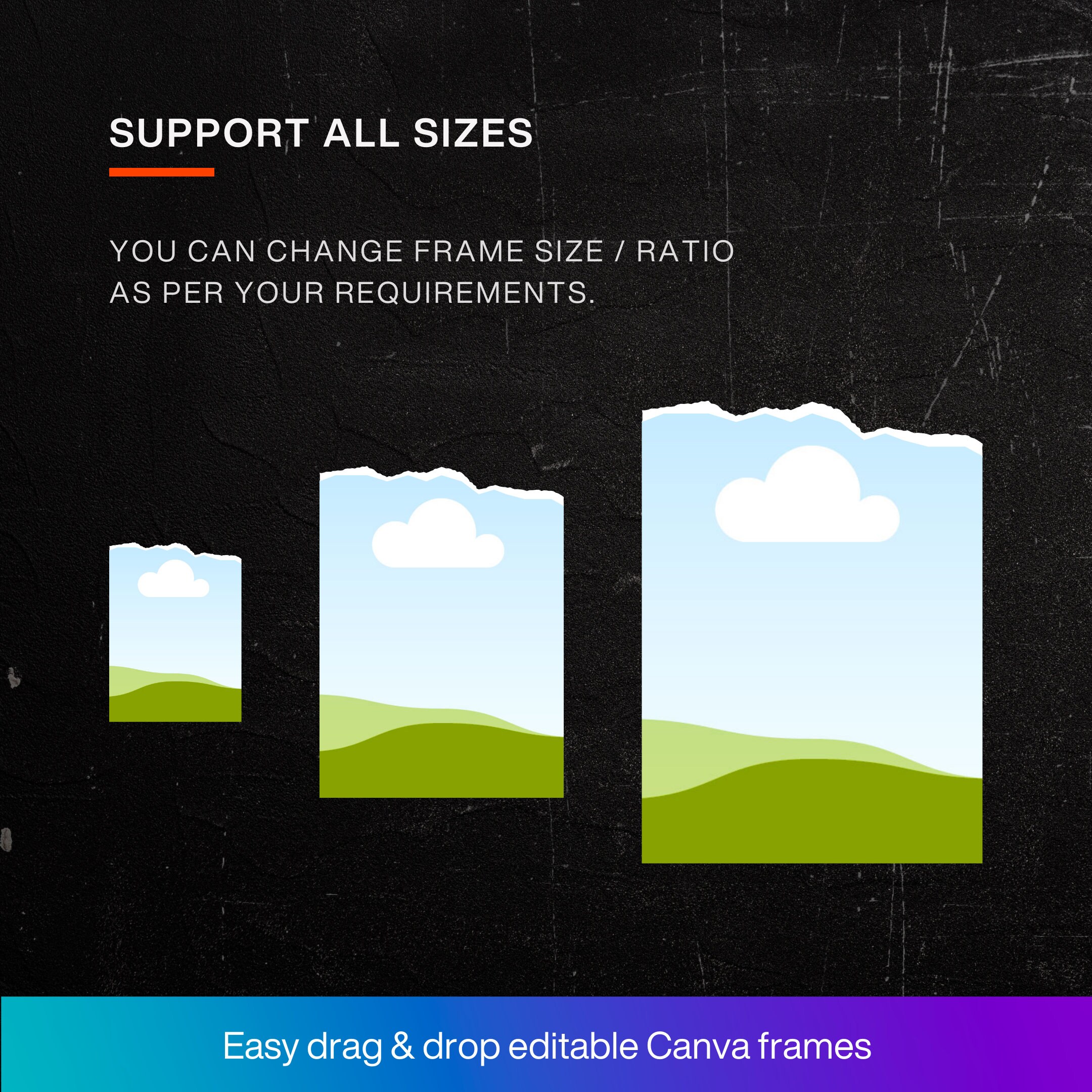 Editable Canva Frame Template Bundle, Torn Paper Border Canva Frame ...