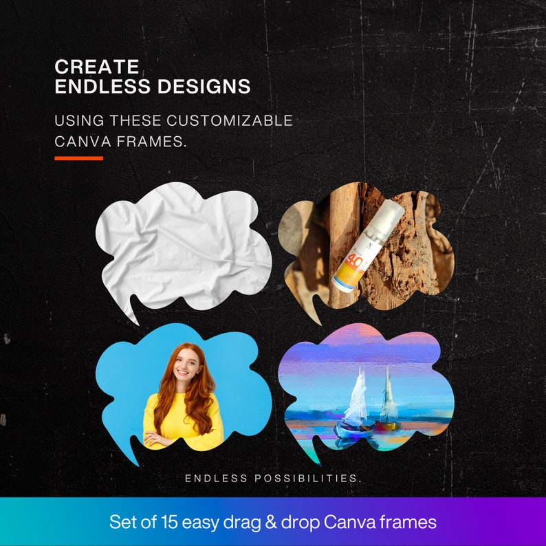 Editable Canva Frame Template Bundle, Text Bubble Canva Frames, Custom Canva Frame Mockups, Fill ...