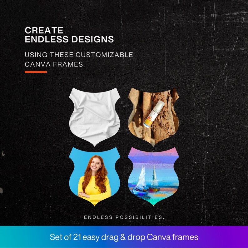 Editable Canva Frame Template Bundle, Security Shield Type Canva Frame ...