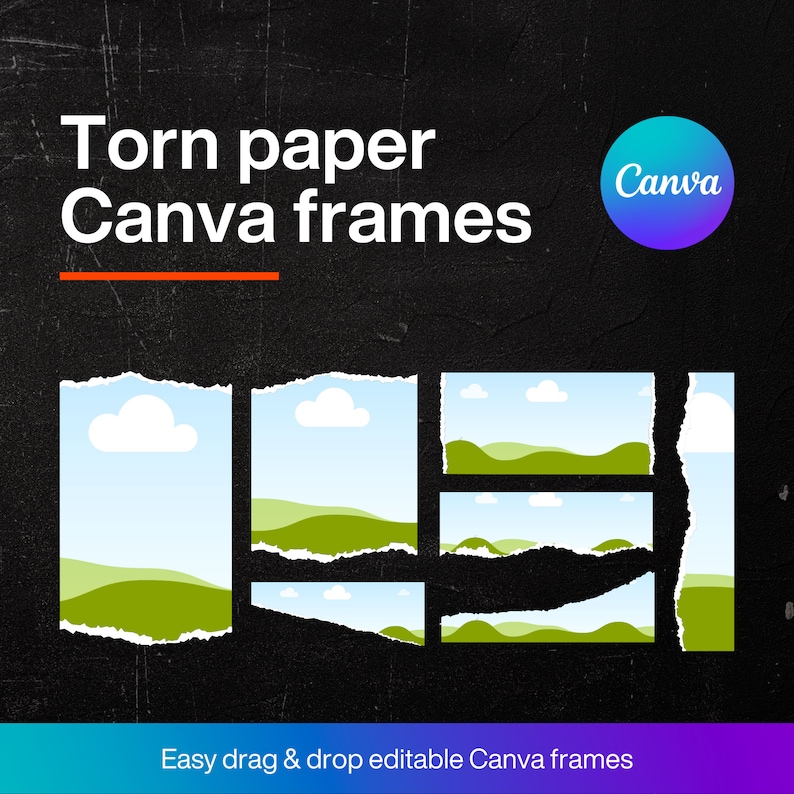 Torn Paper Border Canva Frame Template Bundle (digital Download) - Etsy