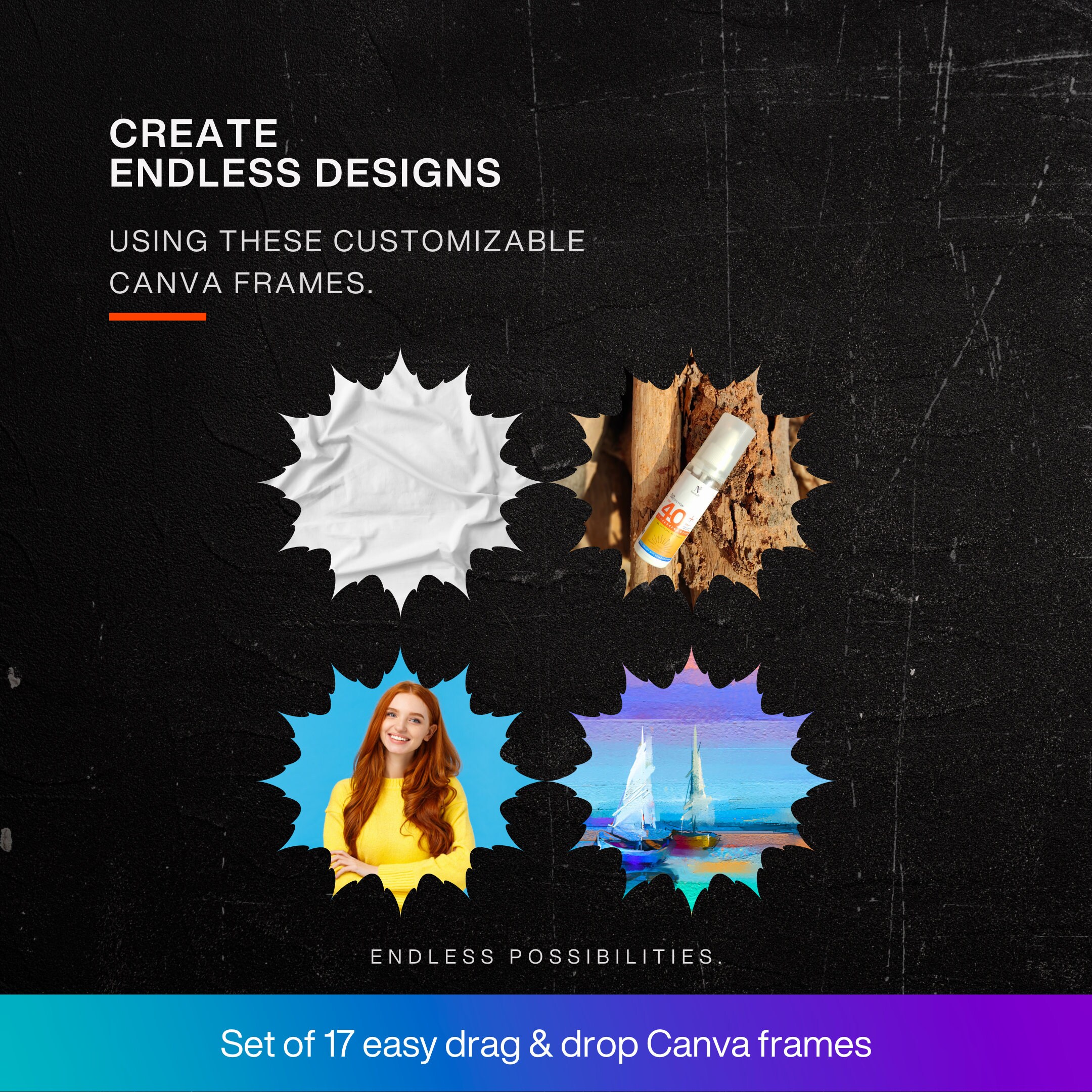 Editable Canva Frame Template Bundle, Circular Star Shape Canva Frame Template, Custom Canva ...