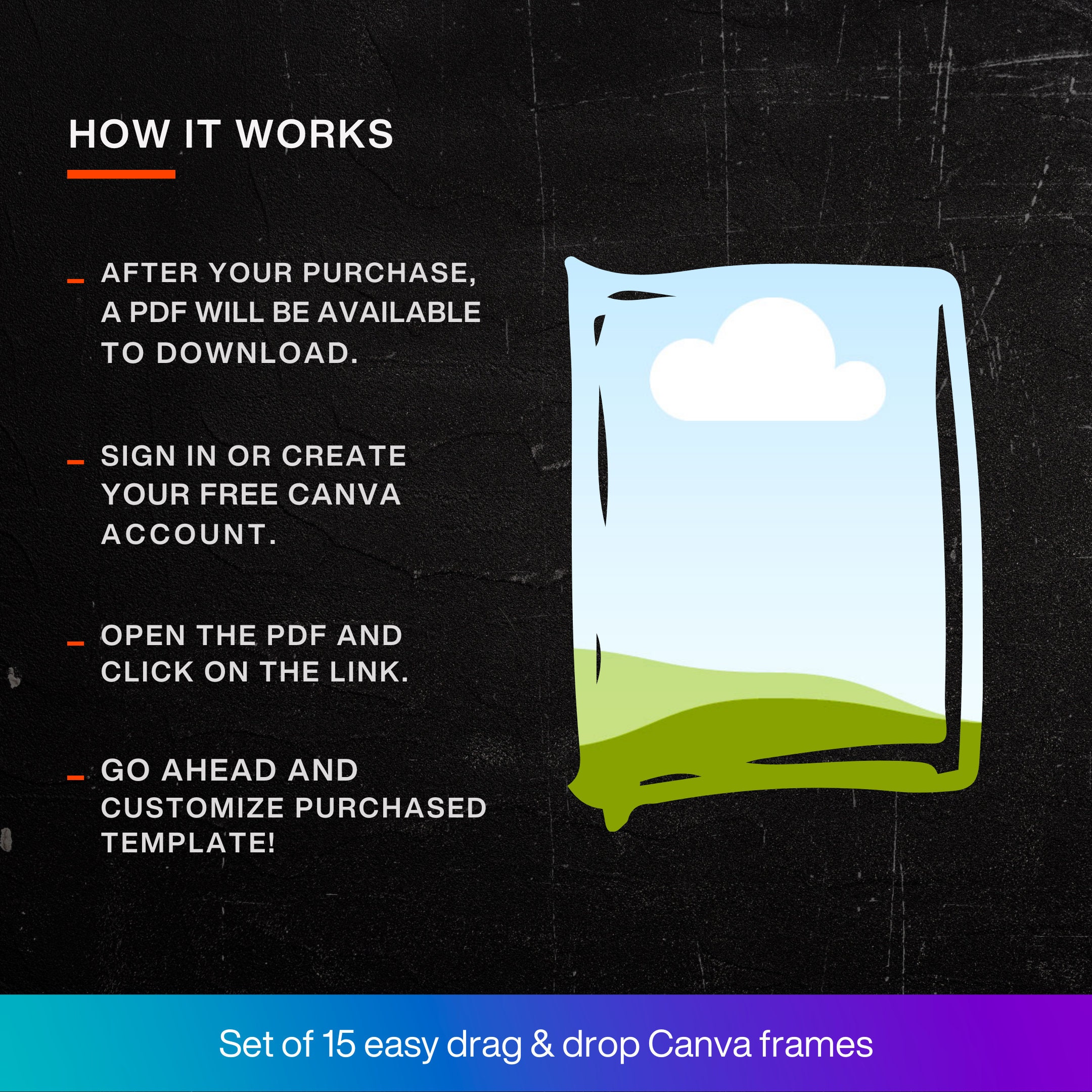 Editable Canva Frame Template Bundle, Hand Drawn Brush Stroke Canva ...