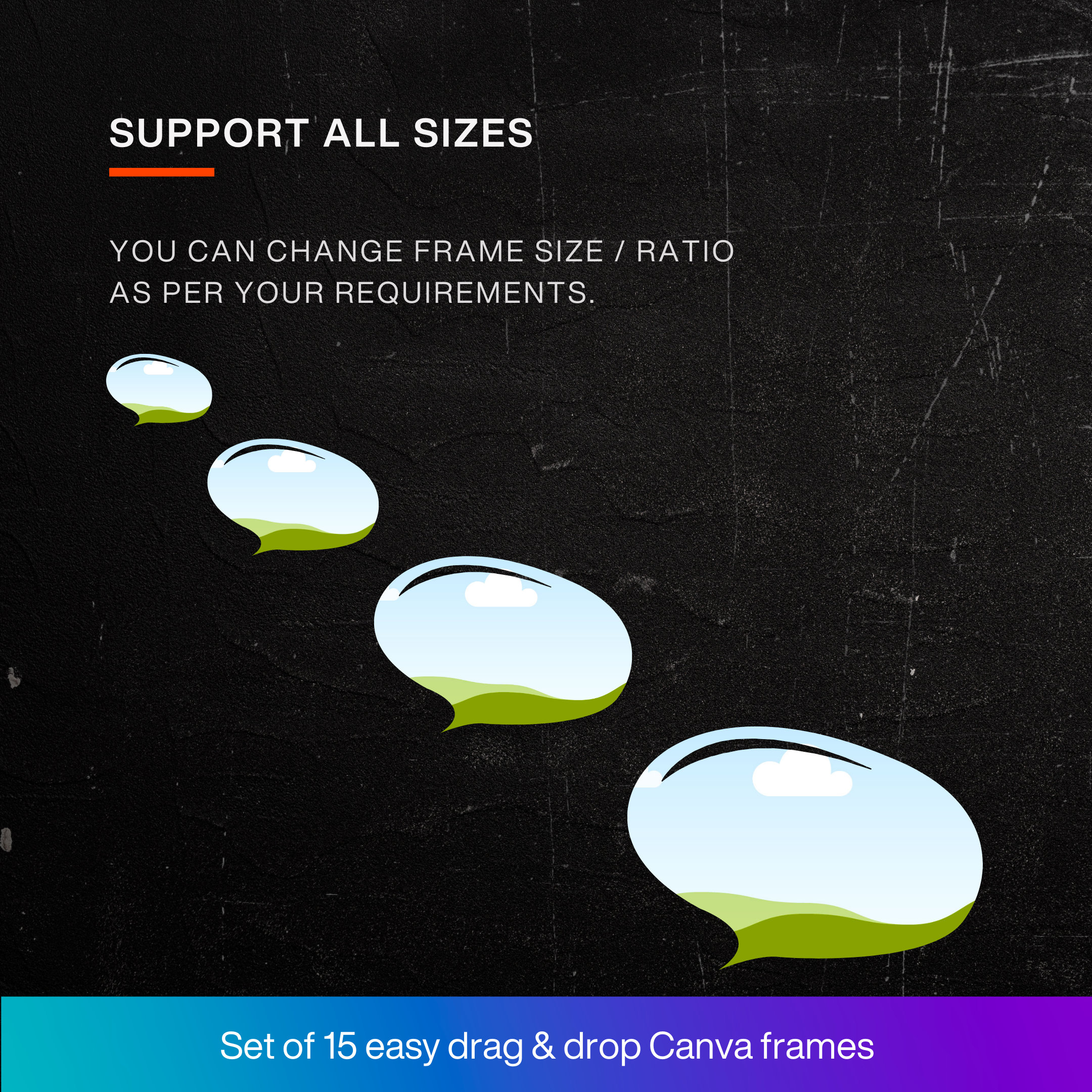 Editable Canva Frame Template Bundle, Text Bubble Canva Frames, Custom ...