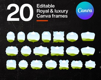 Editable Canva Frame Template Bundle, Round Arc Shape Canva Frame Template, Custom Canva Frame ...