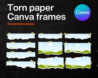 Editable Canva Frame Template Bundle, Torn Paper Border Canva Frame ...