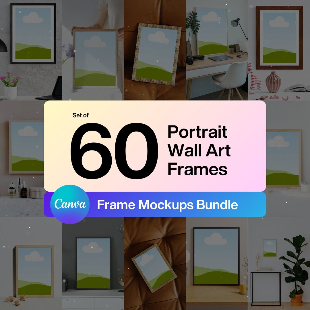 Easy Drag and Drop Editable Portrait Size Canva Wall Art Frame Mockup ...