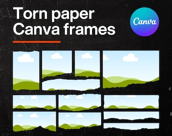 Editable Canva Frame Template Bundle, Torn Paper Border Canva Frame ...