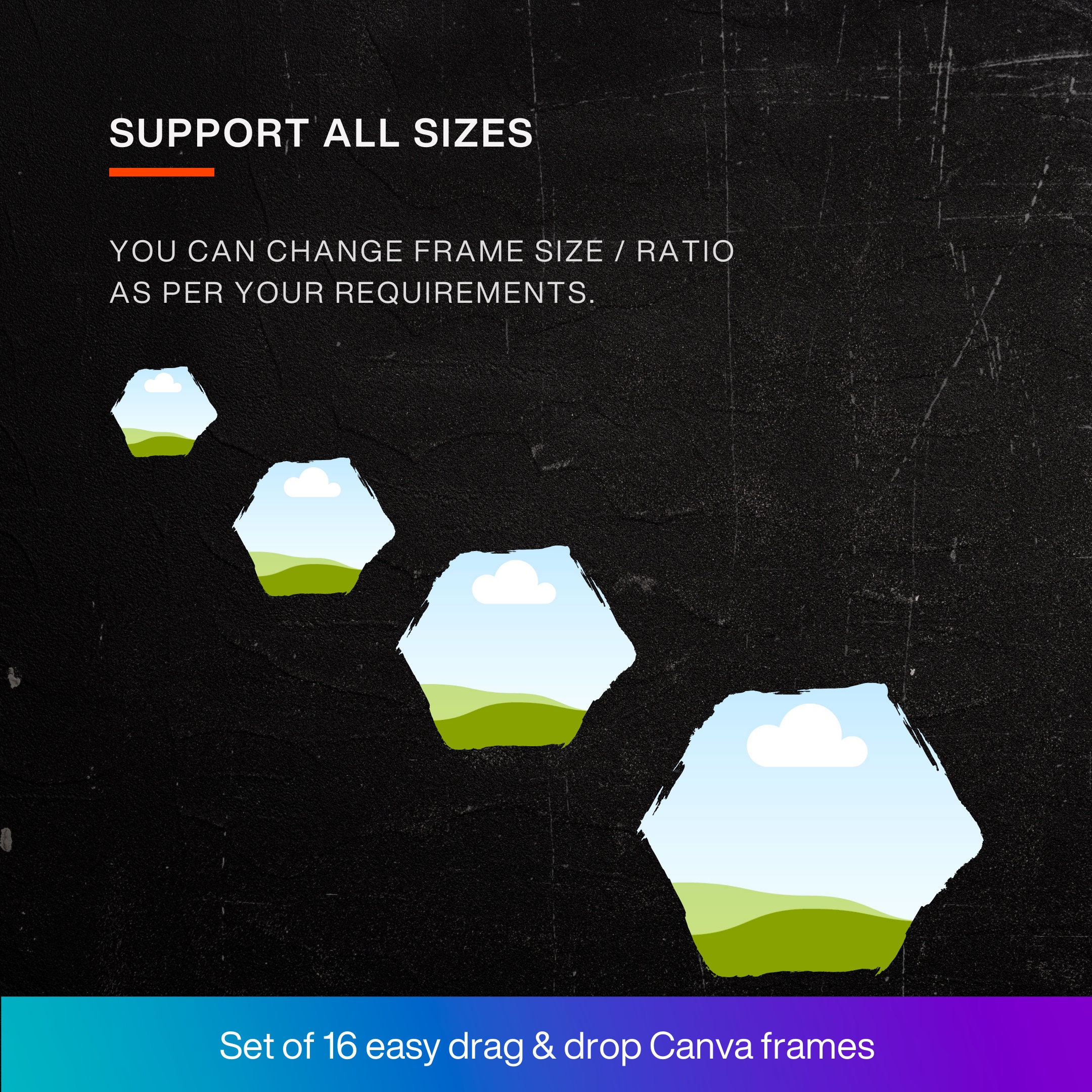 Editable Canva Frame Template Bundle, Hand Drawn Brush Stroke Canva ...