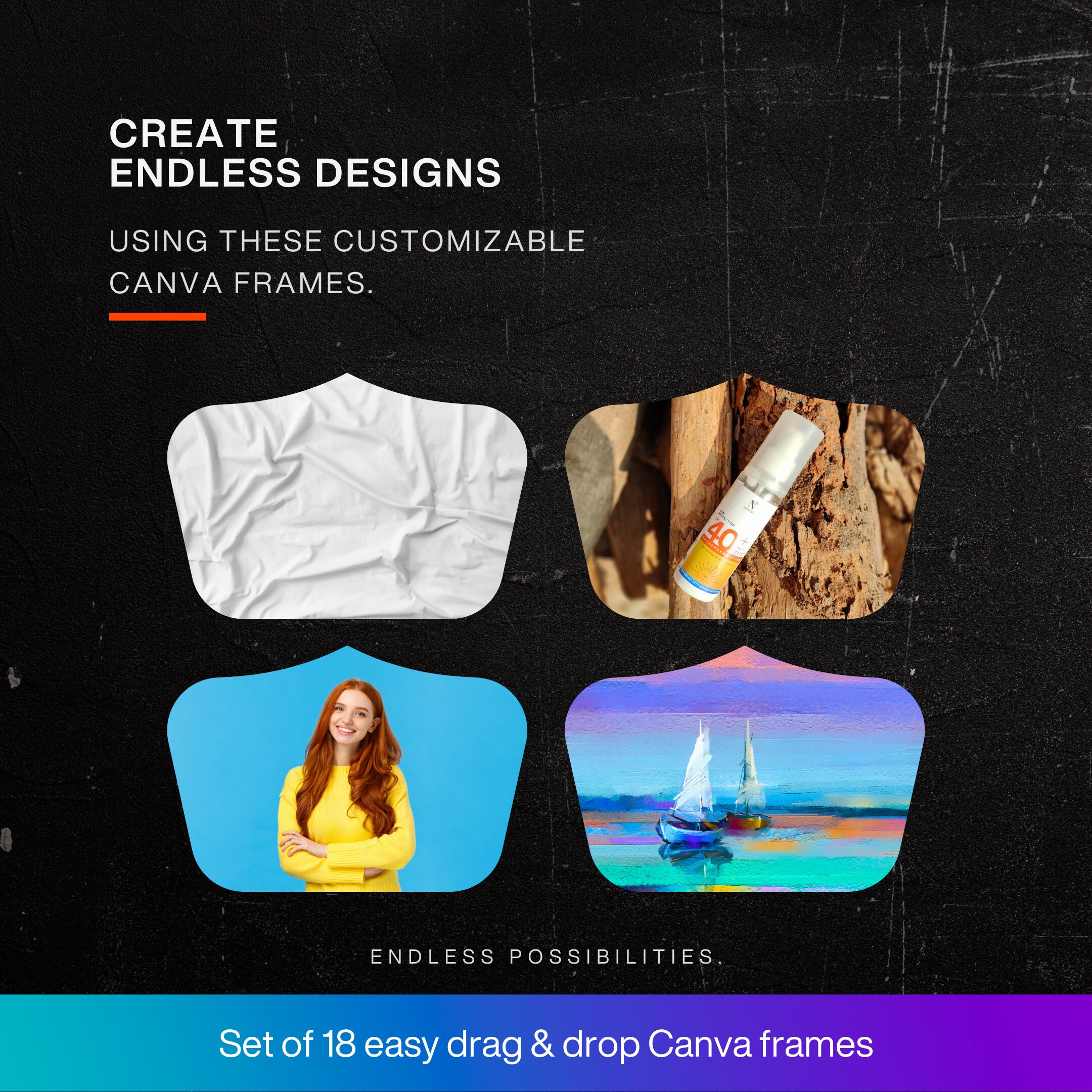 Editable Canva Frame Template Bundle, Random Royal Shape Canva Frame Template, Custom Canva ...
