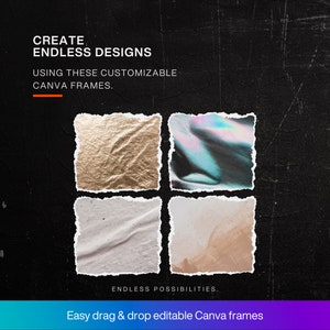 Editable Canva Frame Template Bundle, Torn Paper Border Canva Frame ...