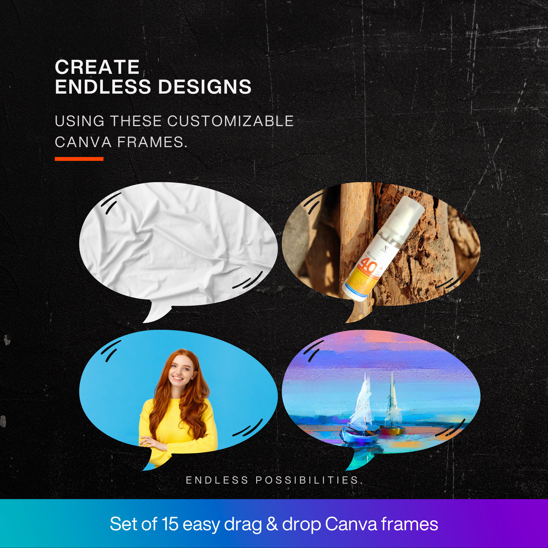Editable Canva Frame Template Bundle, Drag and Drop Your Own Design ...