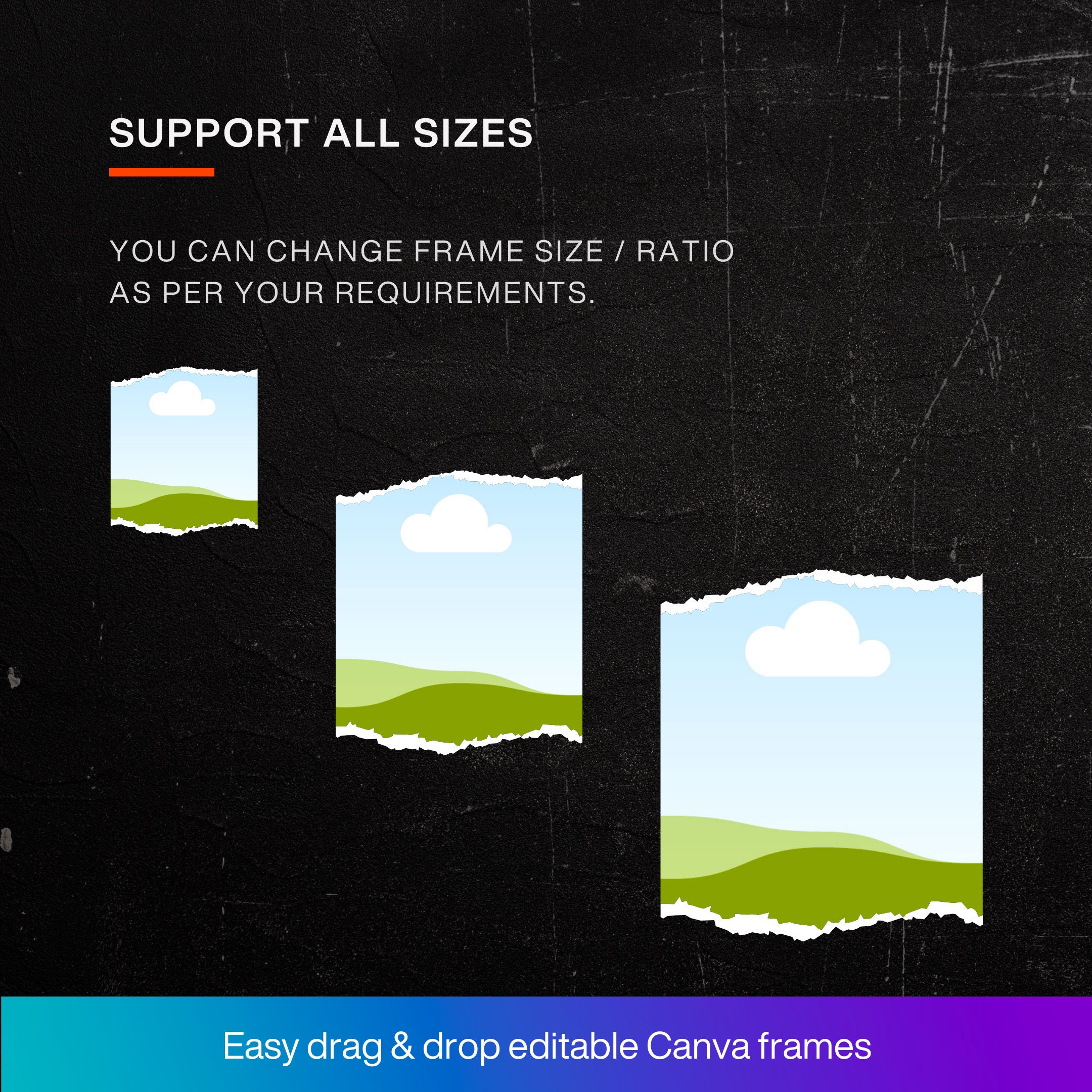 Editable Canva Frame Template Bundle, Torn Paper Border Canva Frame ...