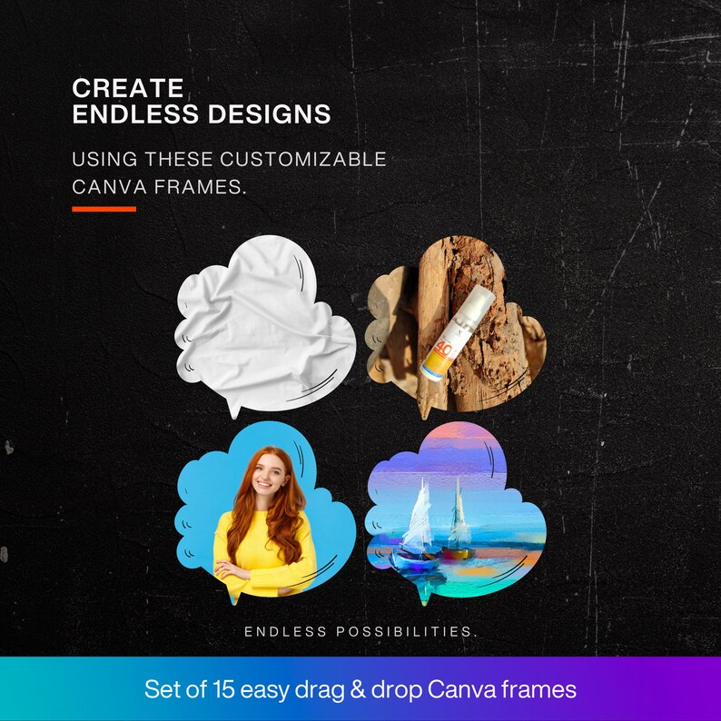 Editable Canva Frame Template Bundle, Text Bubble Canva Frames, Custom Canva Frame Mockups, Fill ...
