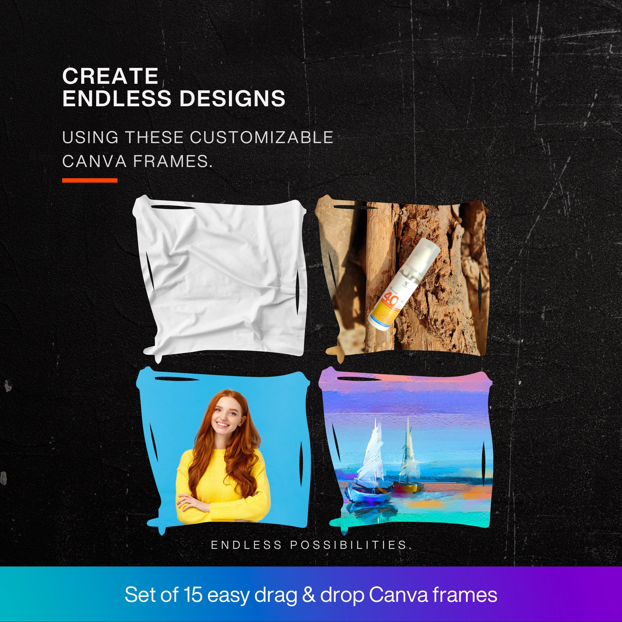 Editable Canva Frame Template Bundle, Hand Drawn Brush Stroke Canva Frames, Custom Canva Frame ...