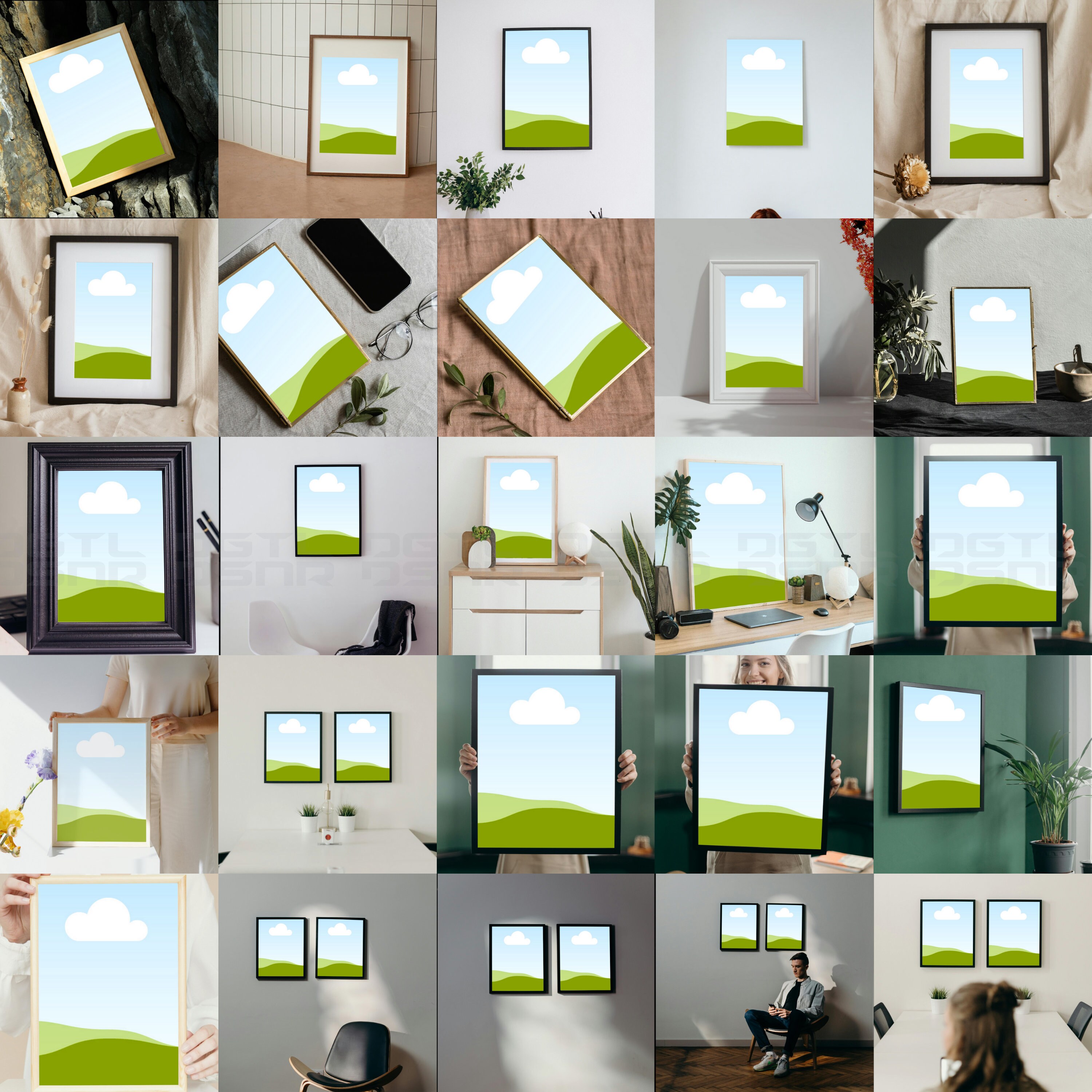 Easy Drag and Drop Editable Portrait Size Canva Wall Art Frame Mockup ...