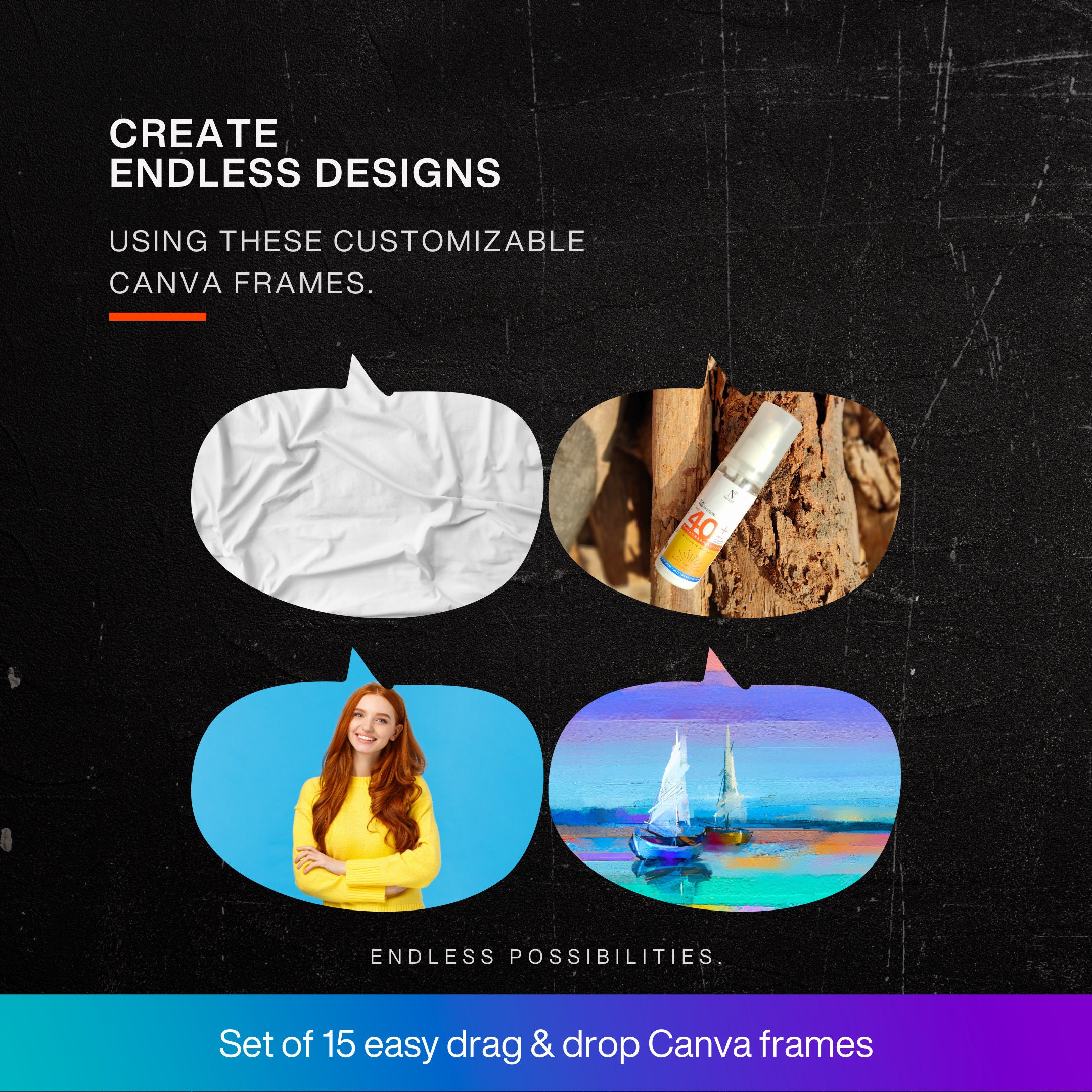 Editable Canva Frame Template Bundle, Text Bubble Canva Frames, Custom ...