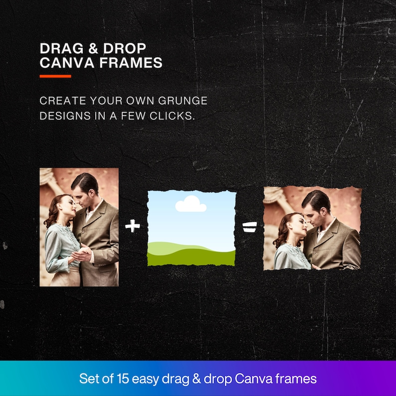 Editable Canva Frame Template Bundle, Drag and Drop Your Own Design Canva Frames, Grunge Style ...
