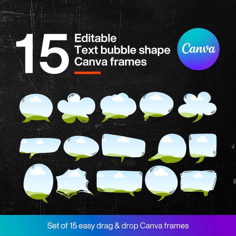 Editable Canva Frame Template Bundle, Text Bubble Canva Frames, Custom ...
