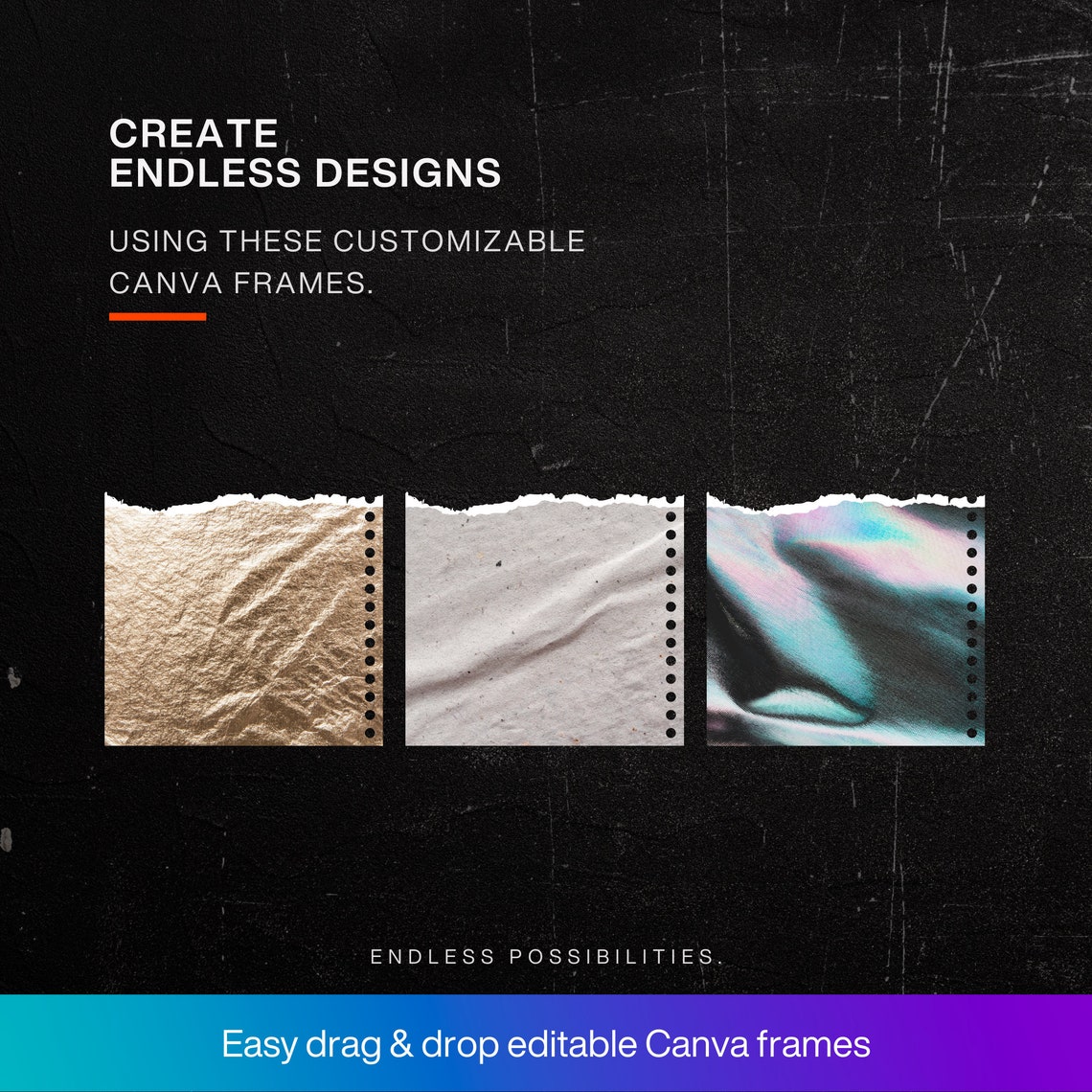 Editable Canva Frame Template Bundle, Torn Paper Border Canva Frame ...
