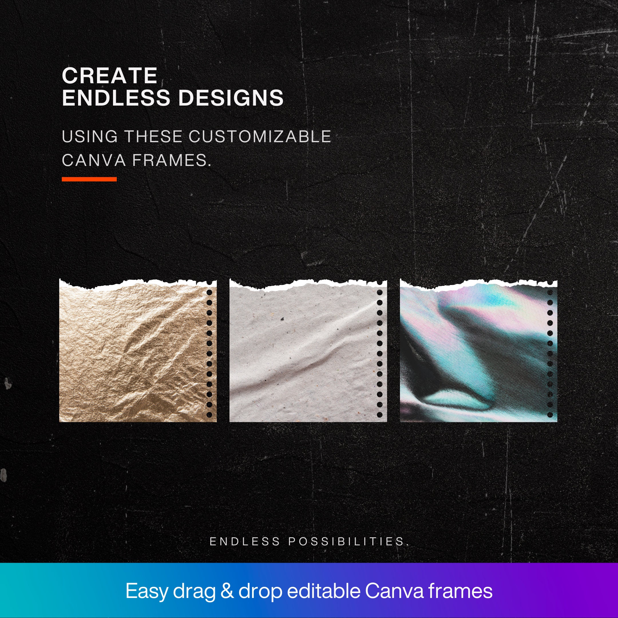Editable Canva Frame Template Bundle, Torn Paper Border Canva Frame ...
