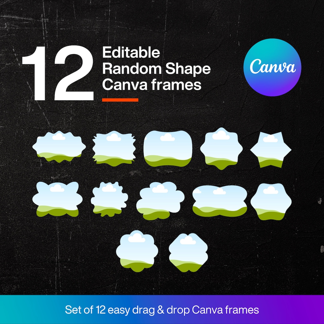 Editable Canva Frame Template Bundle, Random Shape Canva Frame Template, Custom Canva Frame ...