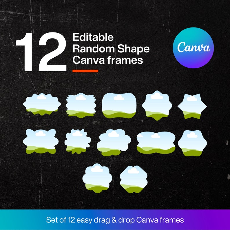 Editable Canva Frame Template Bundle, Random Shape Canva Frame Template, Custom Canva Frame ...