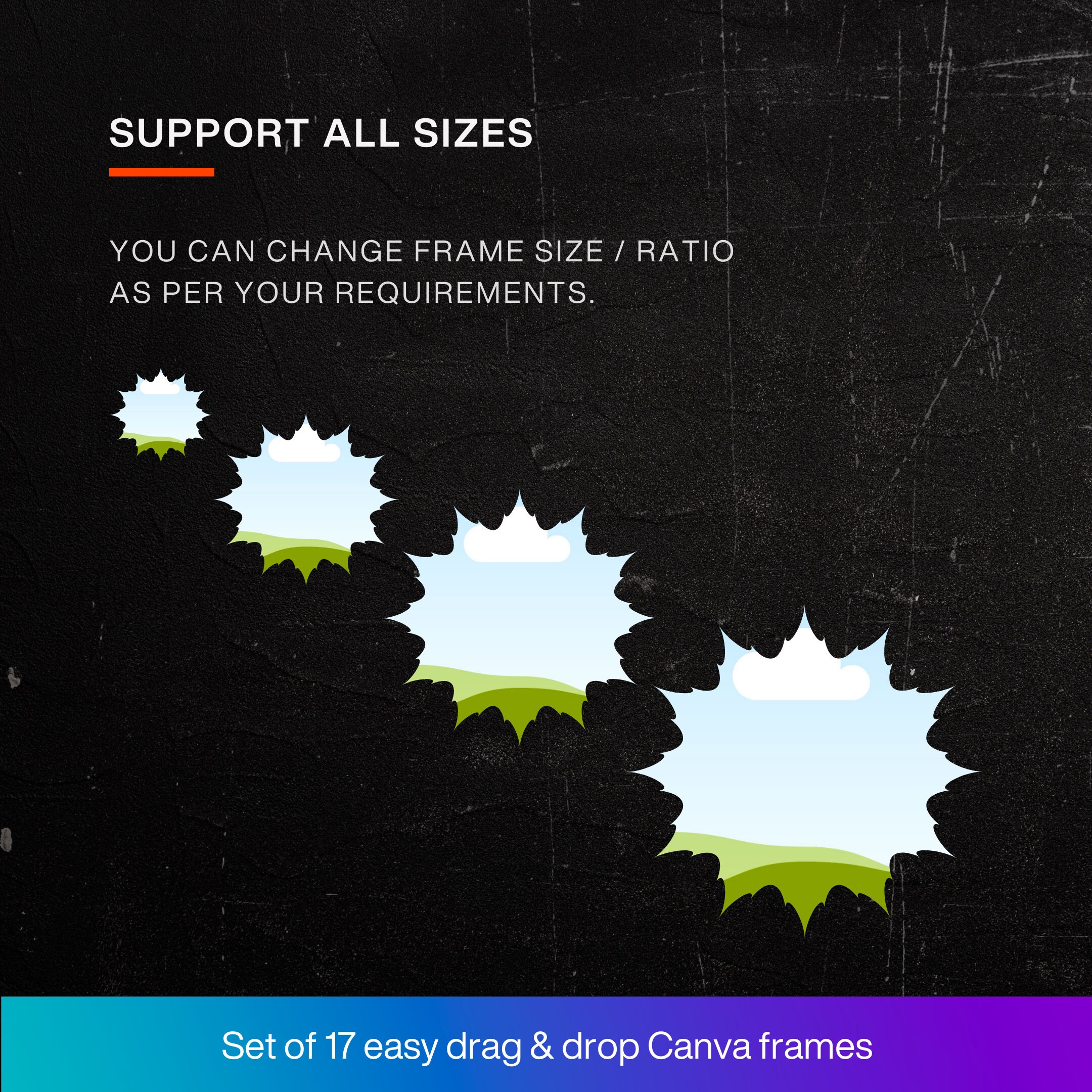 Editable Canva Frame Template Bundle, Circular Star Shape Canva Frame ...