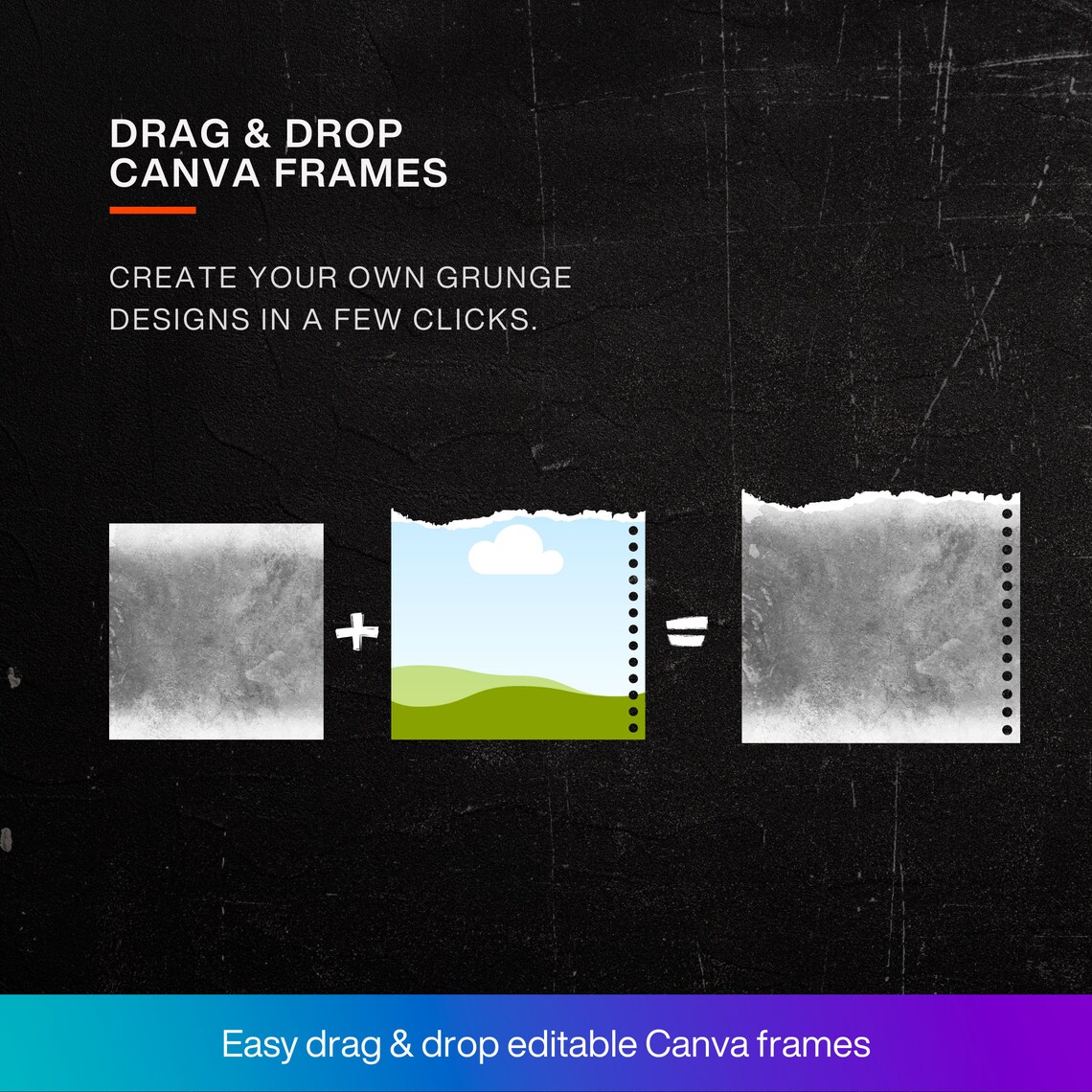 Editable Canva Frame Template Bundle, Torn Paper Border Canva Frame ...