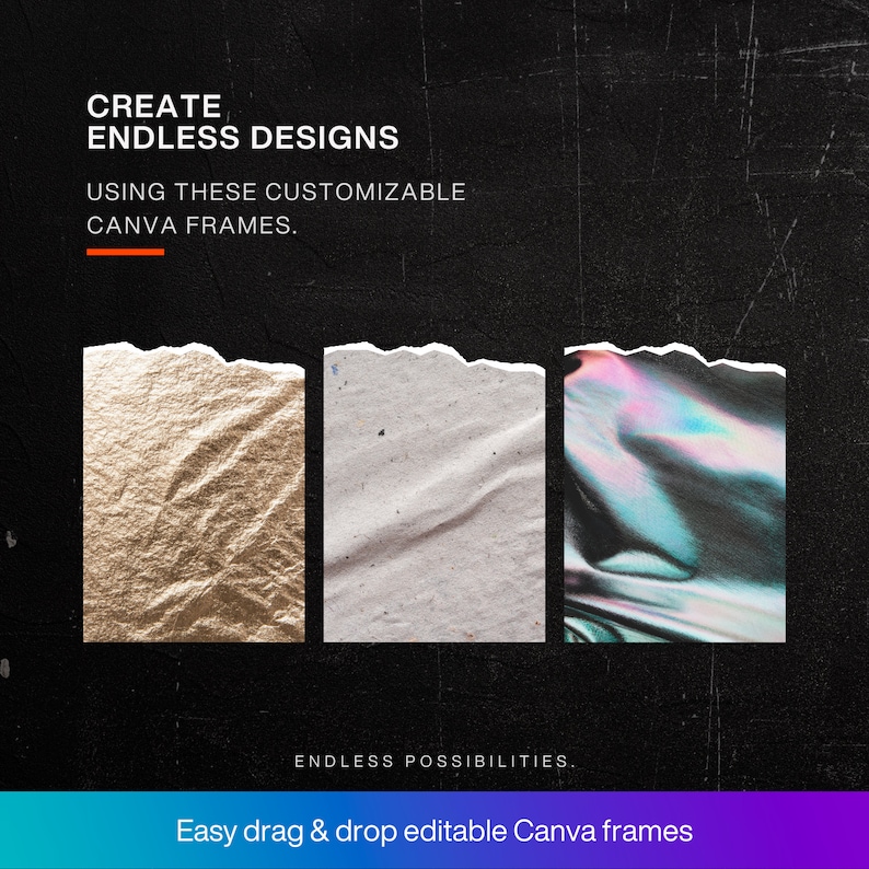 Editable Canva Frame Template Bundle, Torn Paper Border Canva Frame ...