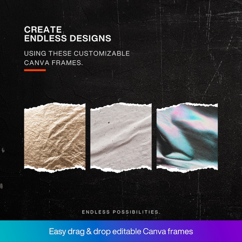 Editable Canva Frame Template Bundle, Torn Paper Border Canva Frame Bundle, Custom Background ...