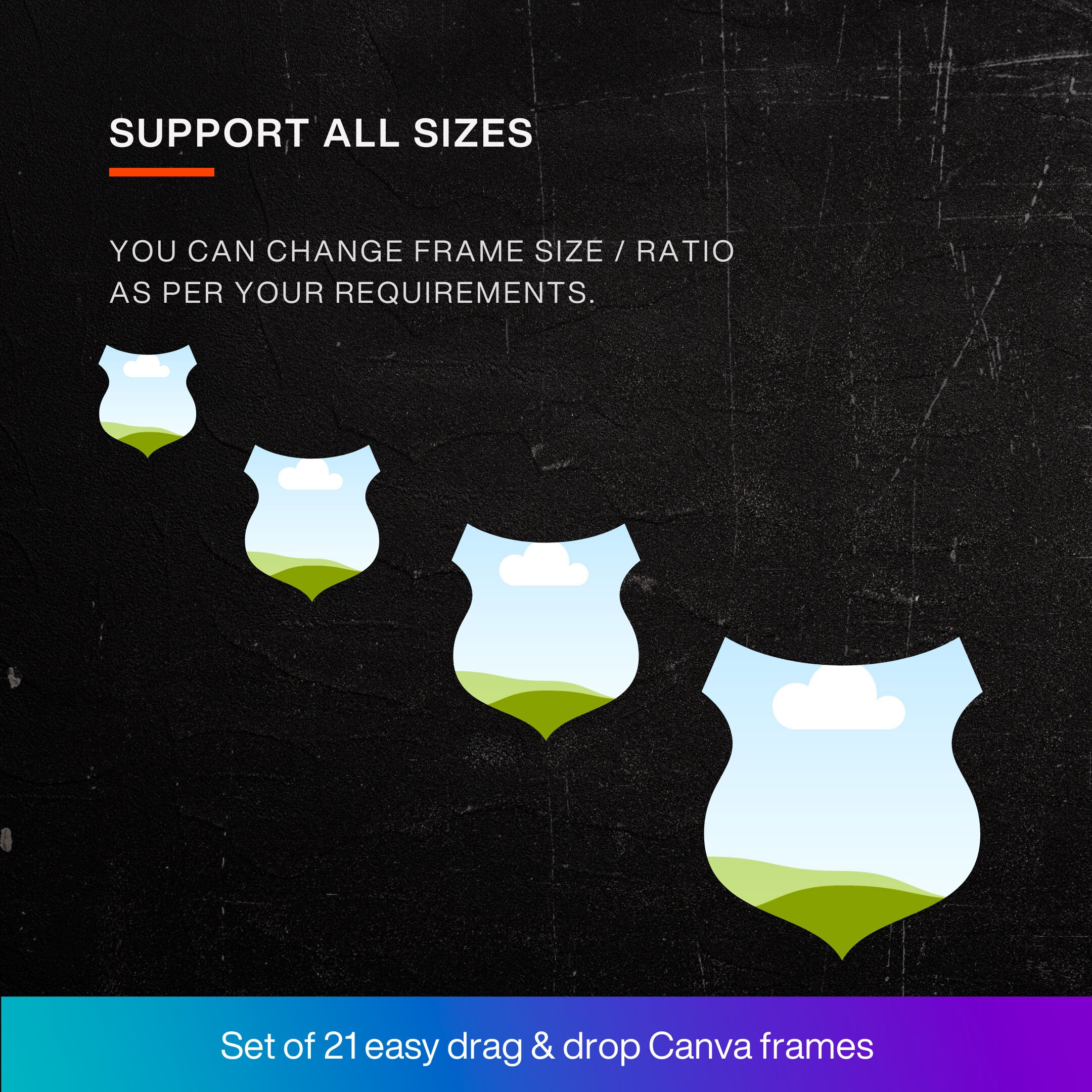 Editable Canva Frame Template Bundle, Security Shield Type Canva Frame ...