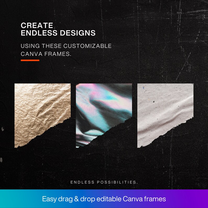Editable Canva Frame Template Bundle, Torn Paper Border Canva Frame ...
