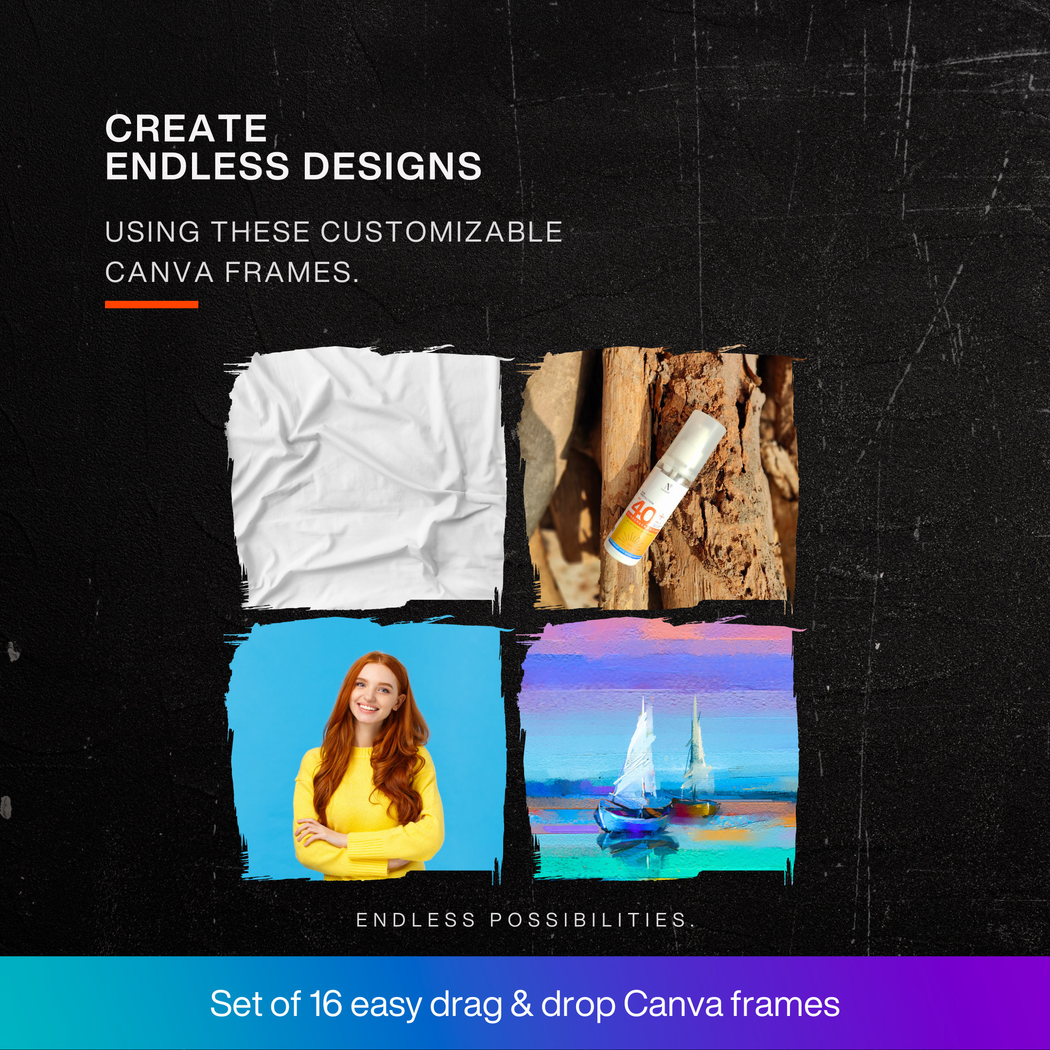 Editable Canva Frame Template Bundle, Hand Drawn Brush Stroke Canva Frames, Custom Canva Frame ...