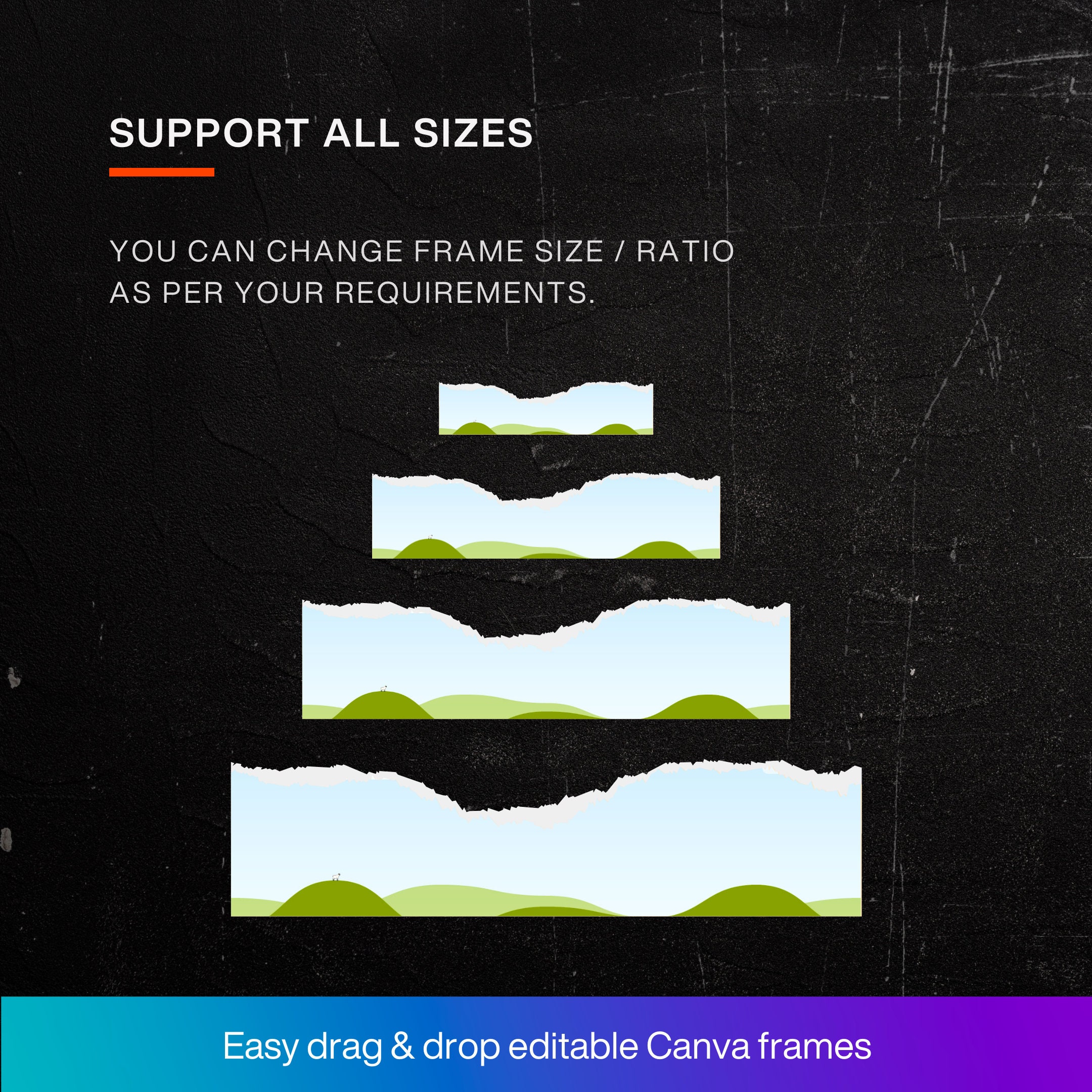 Editable Canva Frame Template Bundle, Torn Paper Border Canva Frame ...