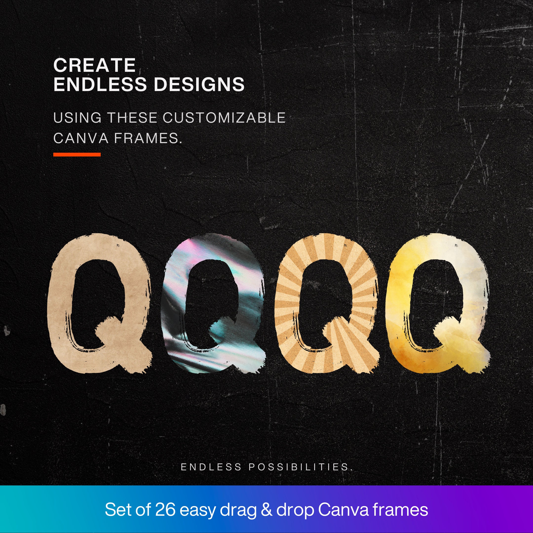 Canva Grunge Alphabet Frame Template, Editable Font Frames (digital ...