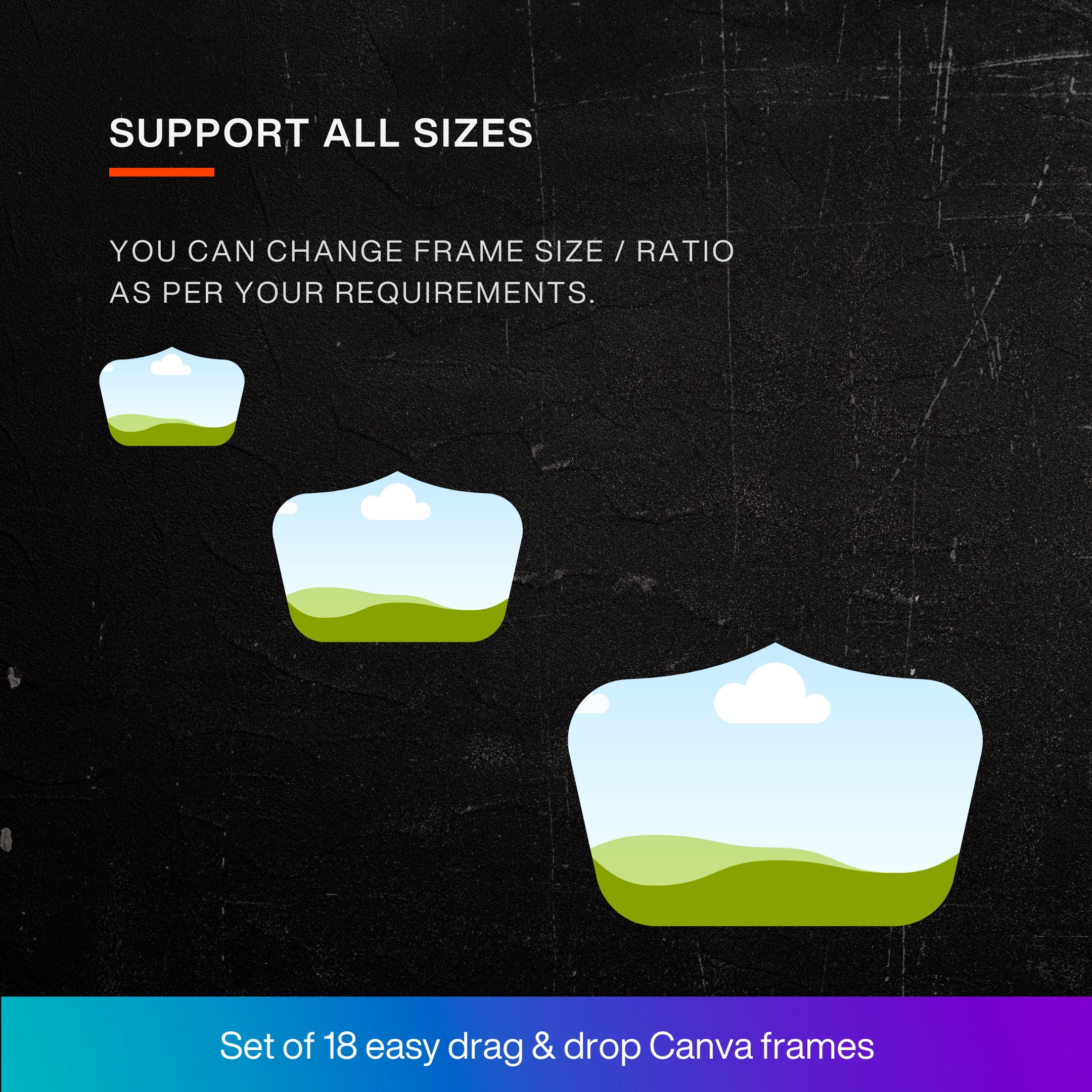 Editable Canva Frame Template Bundle, Random Royal Shape Canva Frame Template, Custom Canva ...