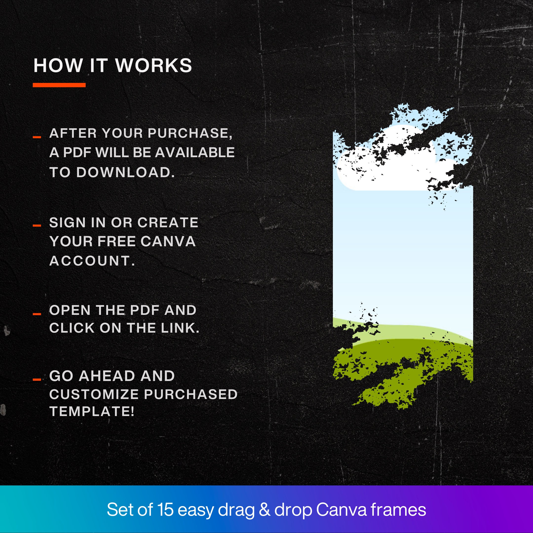 Editable Canva Frame Template Bundle, Grunge Brush Stroke Canva Frame ...