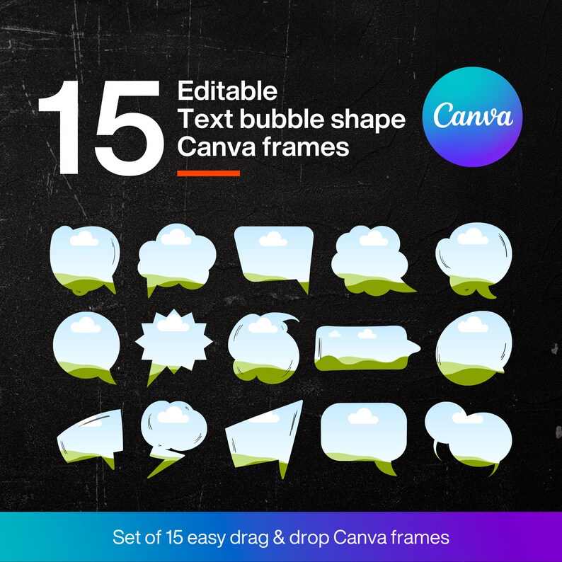Editable Canva Frame Template Bundle, Drag and Drop Your Own Design Canva Frames, Text Bubble ...