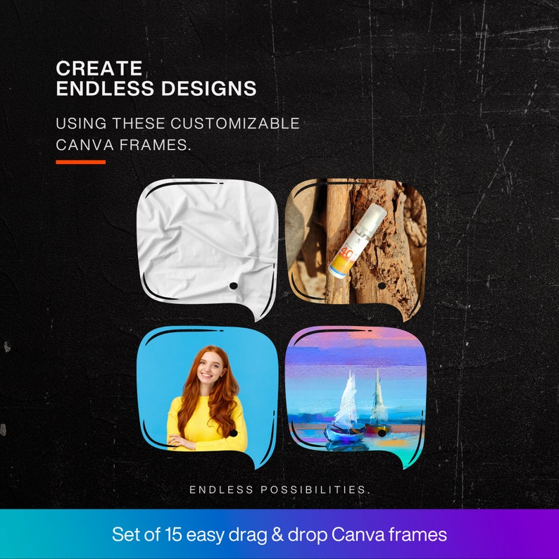 Grunge Brush Stroke Canva Frames, Editable Template (PDF) - Etsy