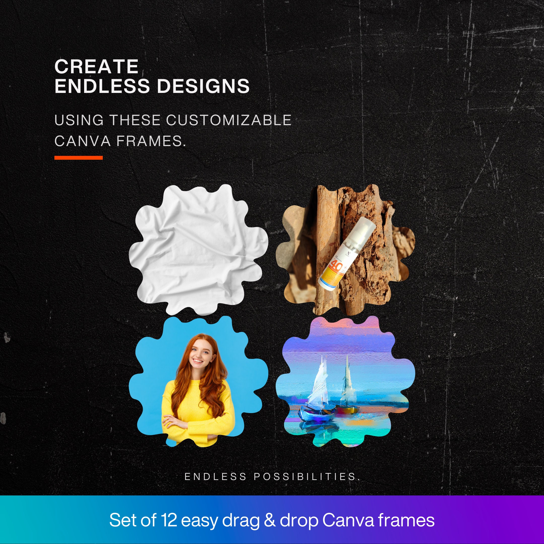 Editable Canva Frame Template Bundle, Random Shape Canva Frame Template, Custom Canva Frame ...