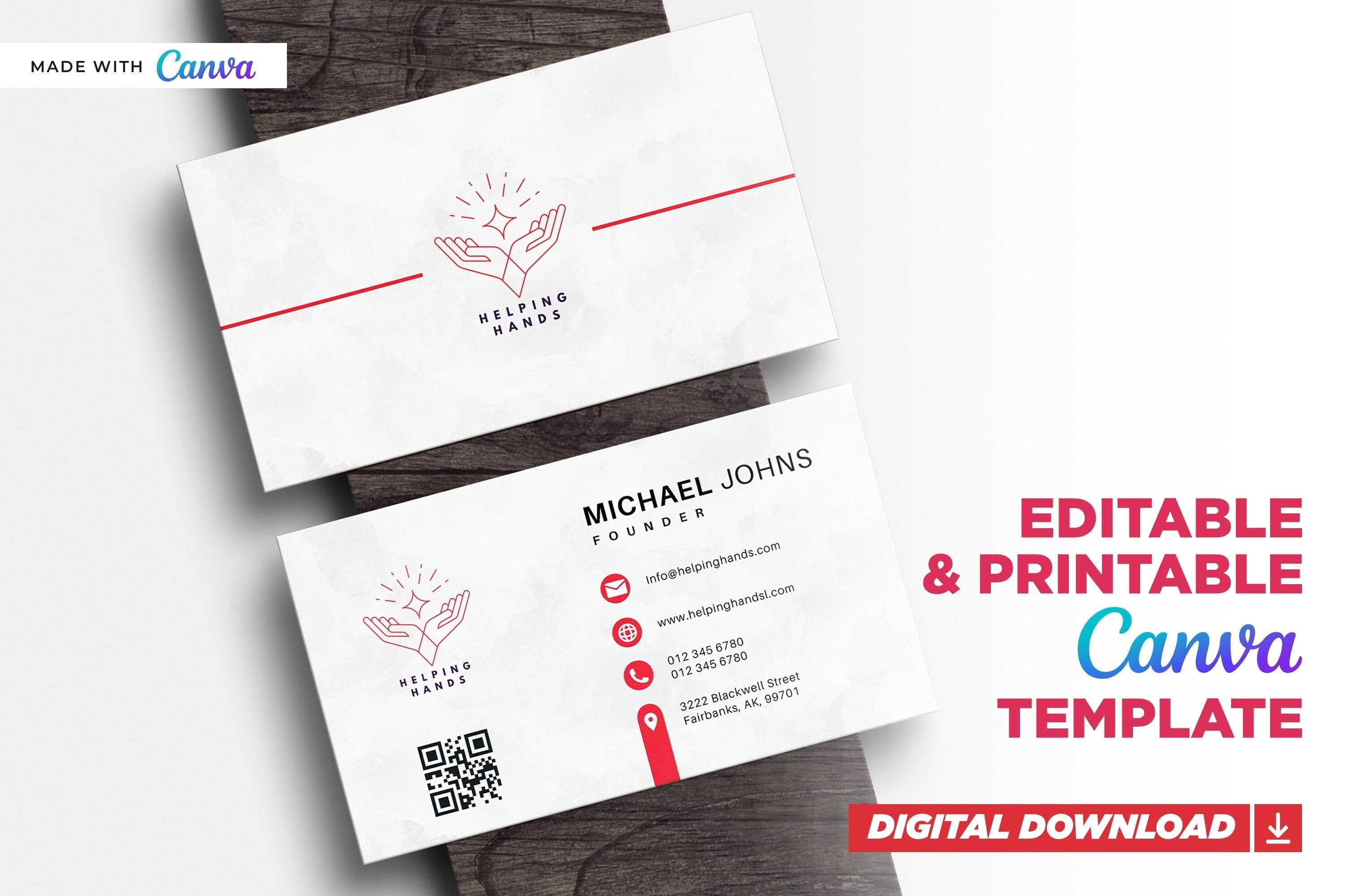 Editable Canva Business Card Template Instant Download - Etsy