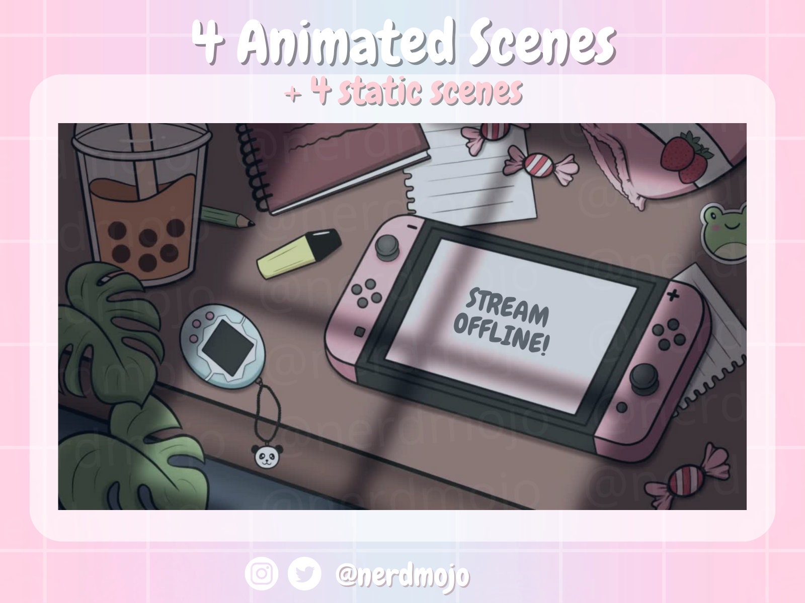 Animated Lofi Switch Scene Pink 4 Twitch Scenes Start Screen, Offline ...