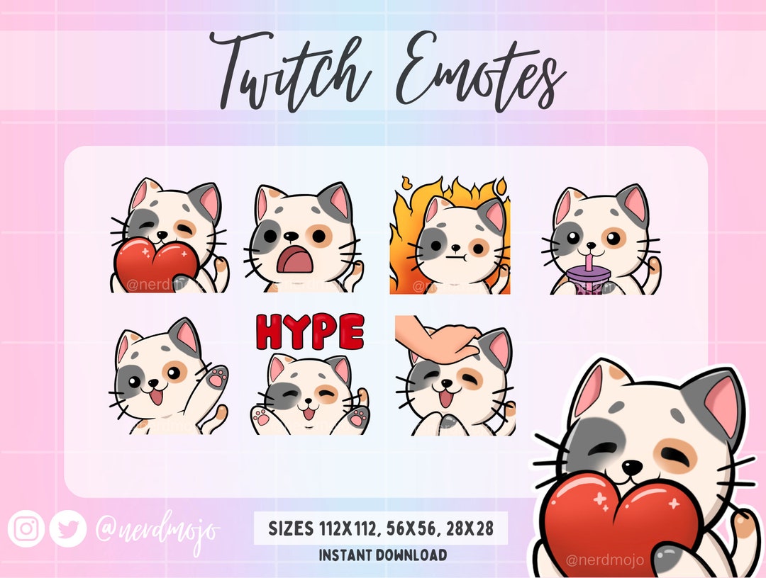 Cute Cat Emotes Pack (multiple Colors, Orange, Black and White) | Sweet ...